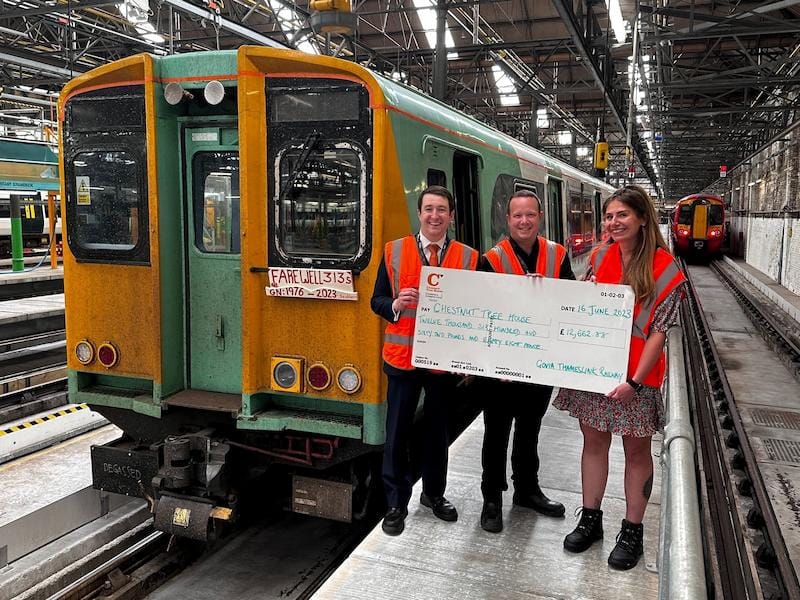 Southern donates £12,500 train retirement collection to Chestnut Tree ...